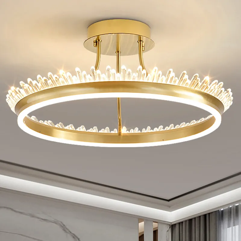 LED Modern Crystal Ceiling Lights Round Art Deco Ceiling Lamp For ...