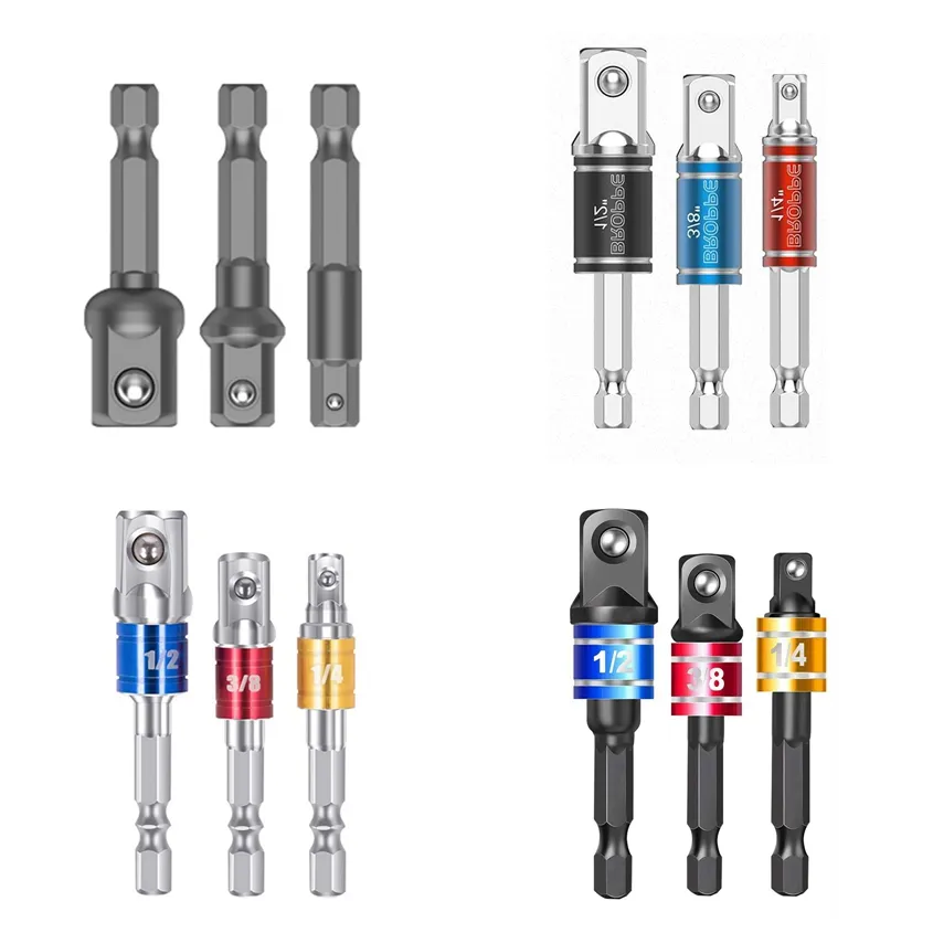 Drill Socket Adapter Set Impact Driver Extension Bit Adapters With 1/4 ...