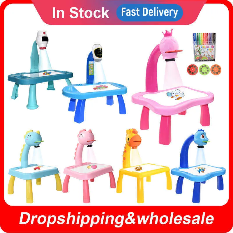 Kids Projector Drawing Table - LED Art Painting Board Set, Educational ...