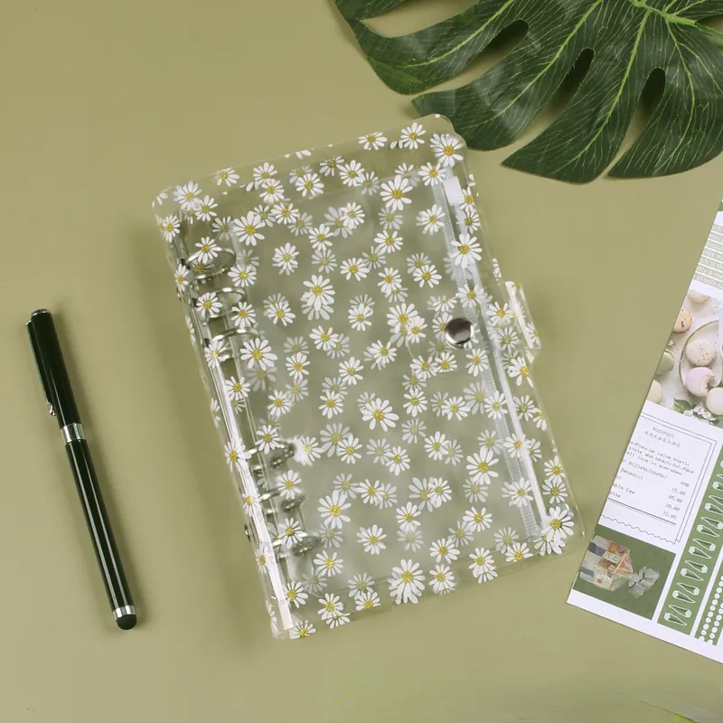 Wholesale A6 Budget Binder Daisies Laser Colorful PU Leather Notebook With Pockets And Card ...
