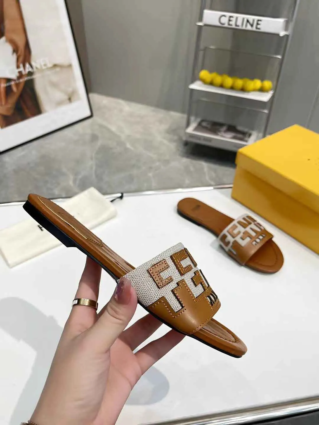 Bulk Designer Slide Sandals Womens Chic Leather Flat... At Only $52.18 ...