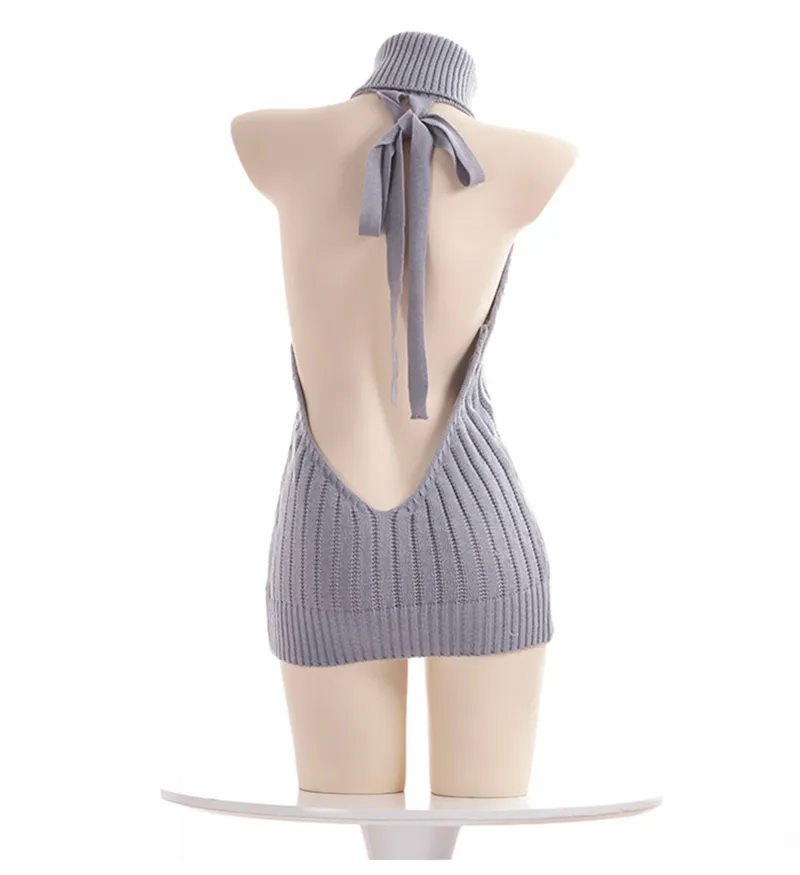 Sexy Women Backless Virgin Killer Sweater Turtleneck Hollow Knit ...