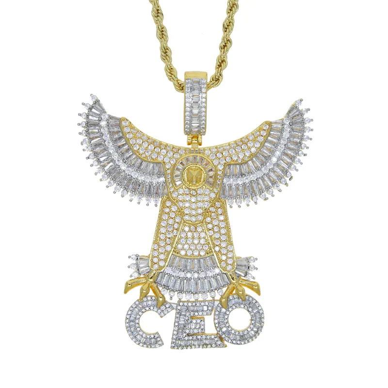 Rose Gold Silver Plated Letter CEO Eagle Pendant Necklace With Rope ...