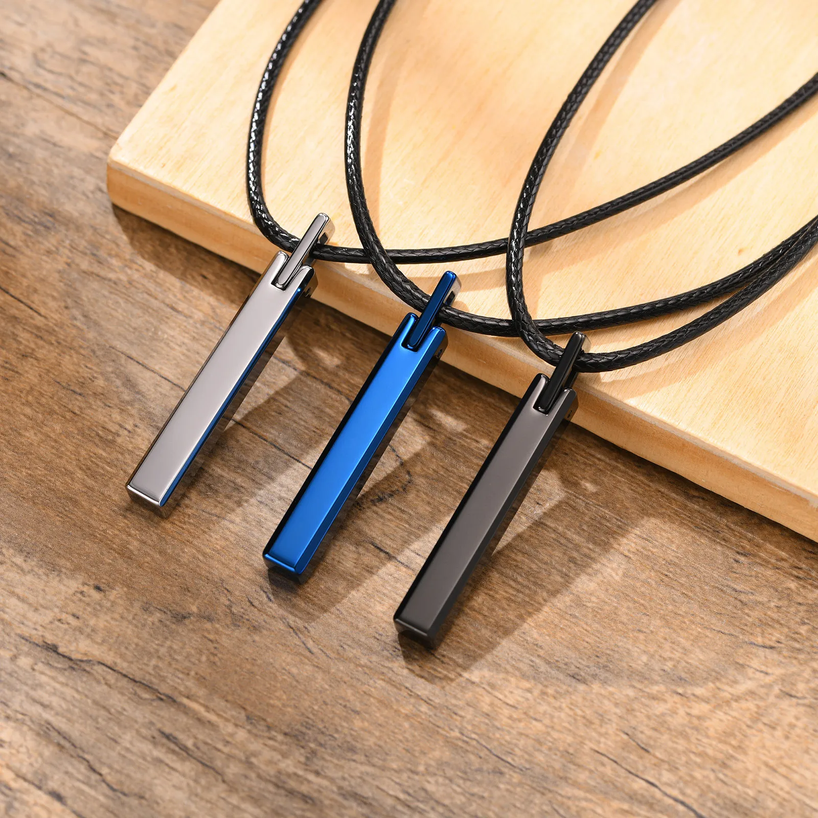 Tungsten Carbide Bar Pendant Necklace for Men - Sleek Minimalist Design ...