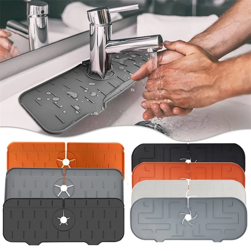 Kitchen Silicone Faucet Mat Sink Splash Pad Drain Pad Countertop ...