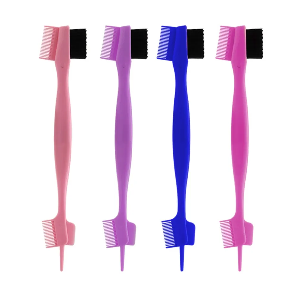 Dual-Sided Edge Control Brush & Comb Set - Multi-Color Hair Styling ...