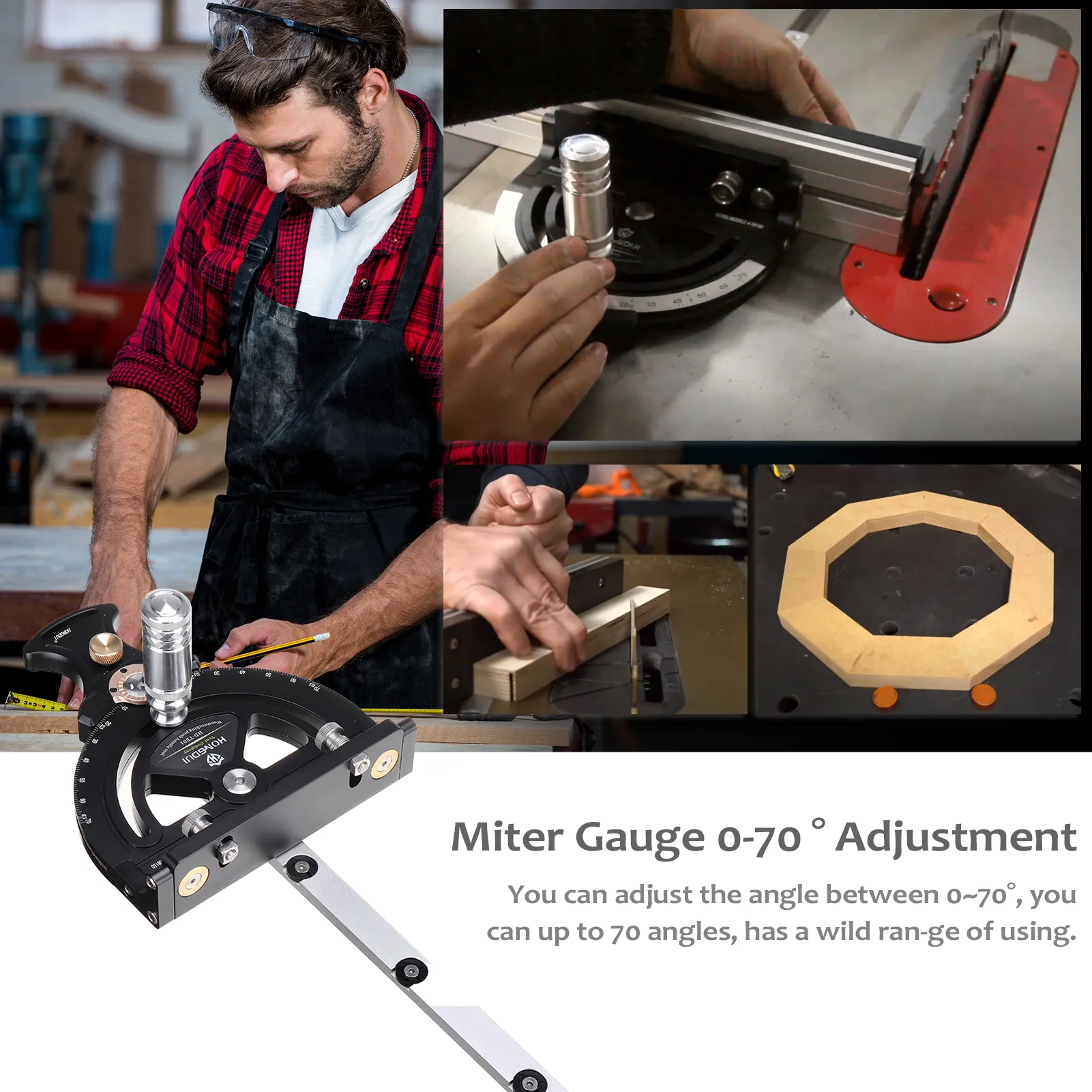 DHgate.com:2024HONGDUI Miter Gauge: 0-70° Adjustable Aluminum Alloy ...