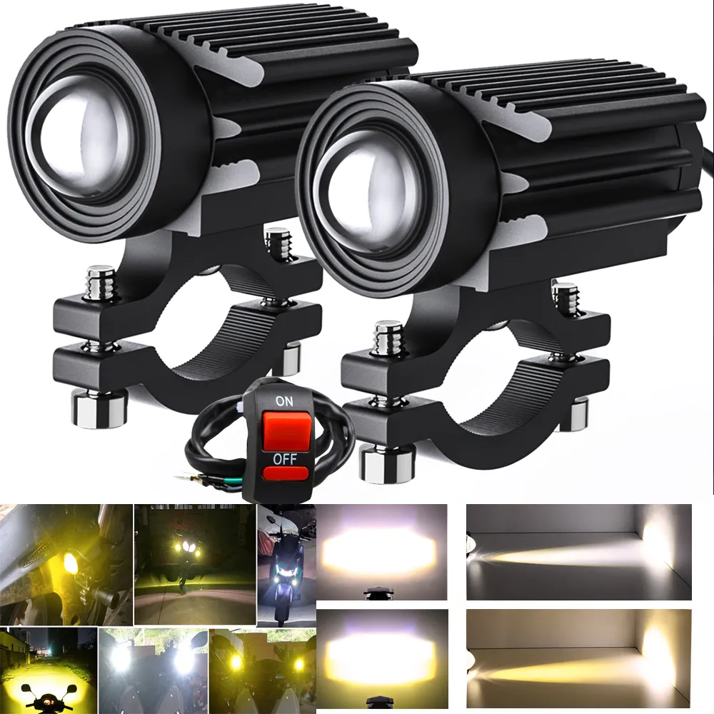 Motorcycle Headlights LED Spotlight: 12V 24V Adjustable External LED ...