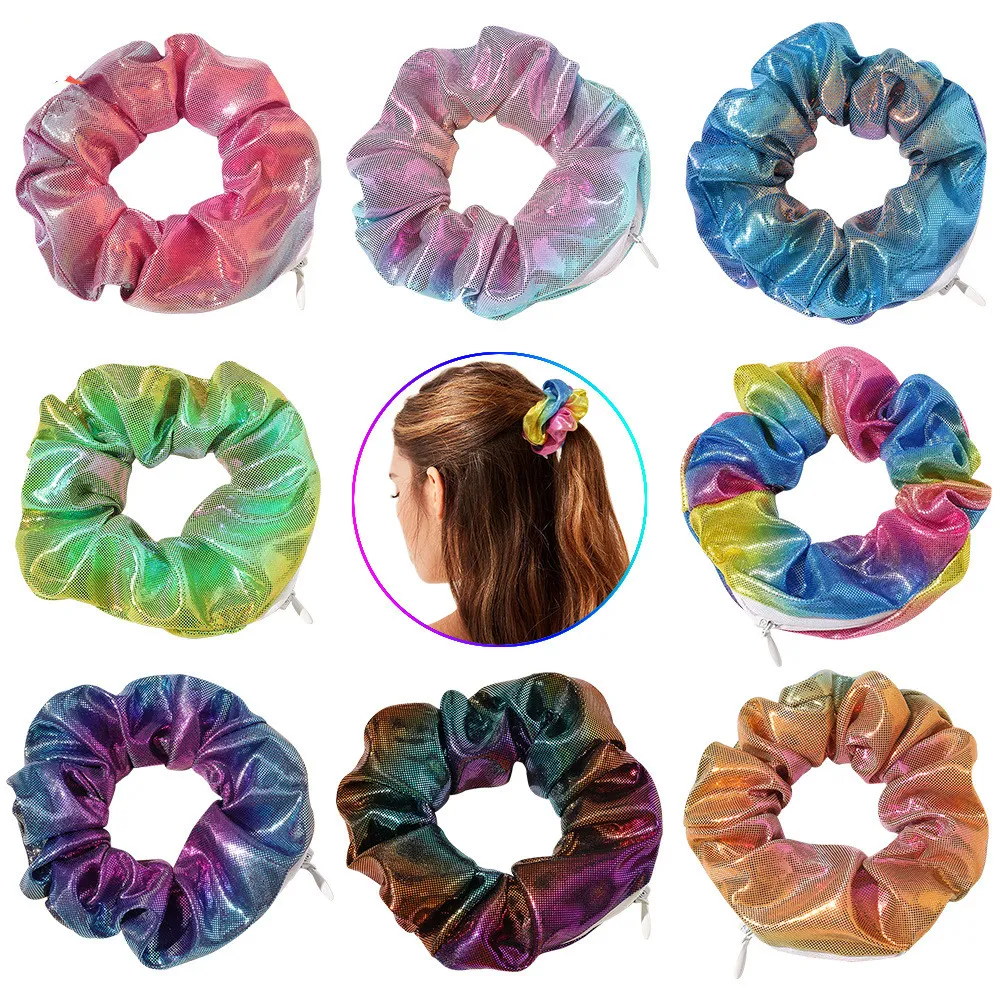 Velvet Scrunchies Set - Elastic Hair Ties for Women & Girls, Zipper ...
