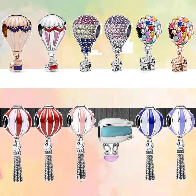 Sterling Silver Hot Air Balloon Charms - Colorful Bead Bracelet ...
