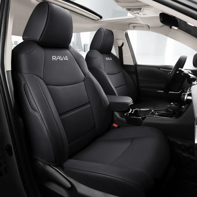 Toyota RAV4 Hybrid 2020 2024 Full Set Custom Fit Car Seat Covers Waterproof Faux Leather Black Red
