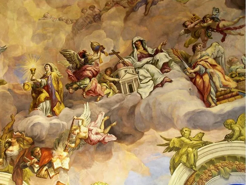 European Angel 3D Ceiling Mural Ceiling Wallpaper Customizable HD ...