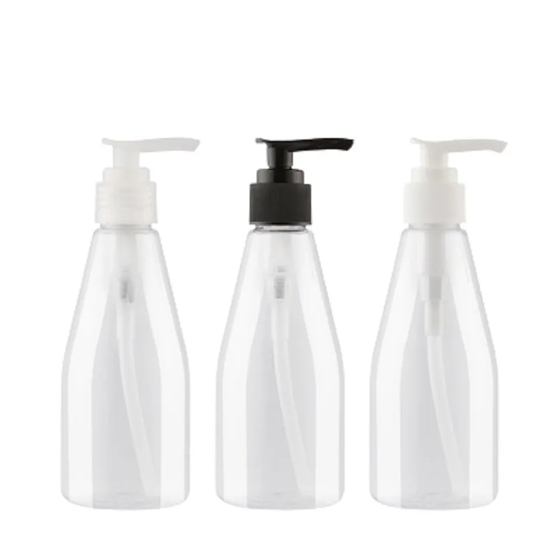 Packing 200ml Clear PET Plastic Refillable Cosmetic Bottle Conical ...