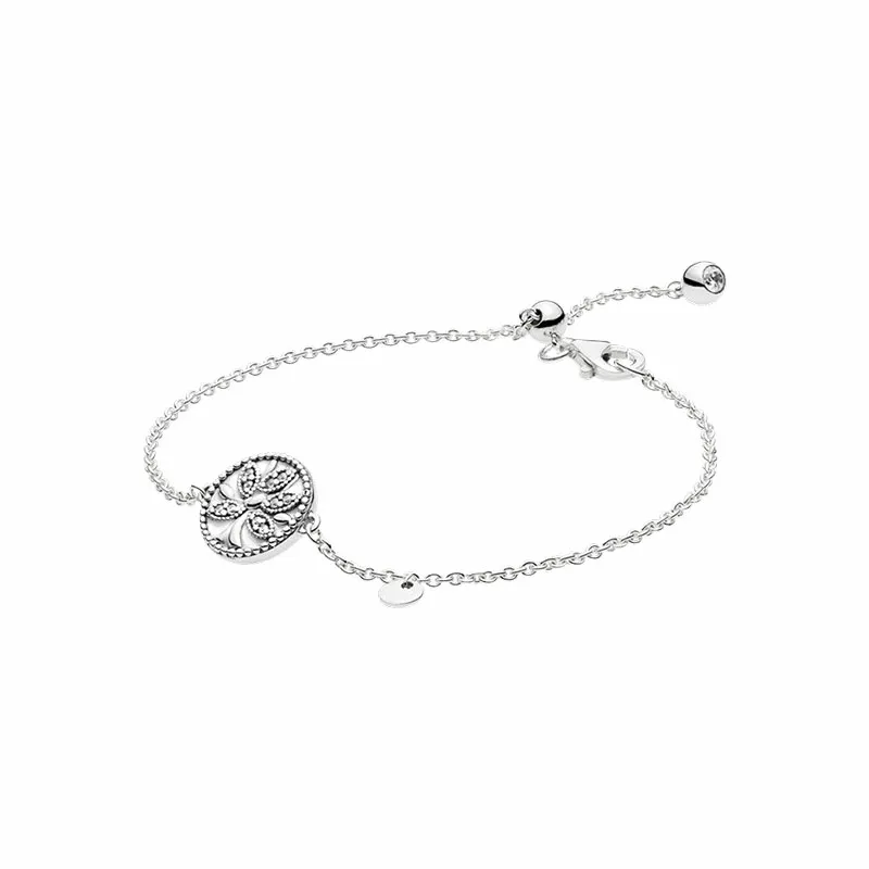 925 Sterling Silver Family Tree Slider Bracelet With Link Chain For ...