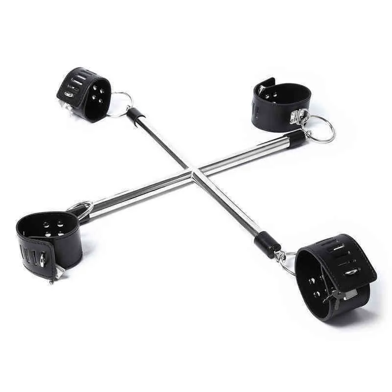 Nxy Bondage Adult Products Cross Iron Tube Handcuffs with Lock - Black ...