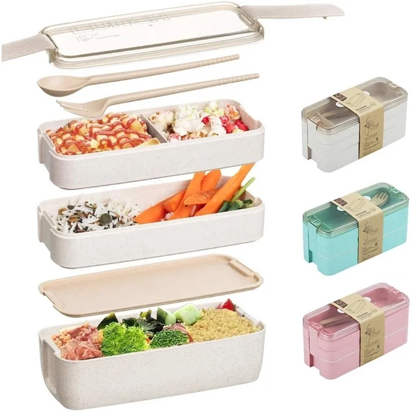 3 Layer Portable Large Bento Lunch Box Food Storage Case Container ...
