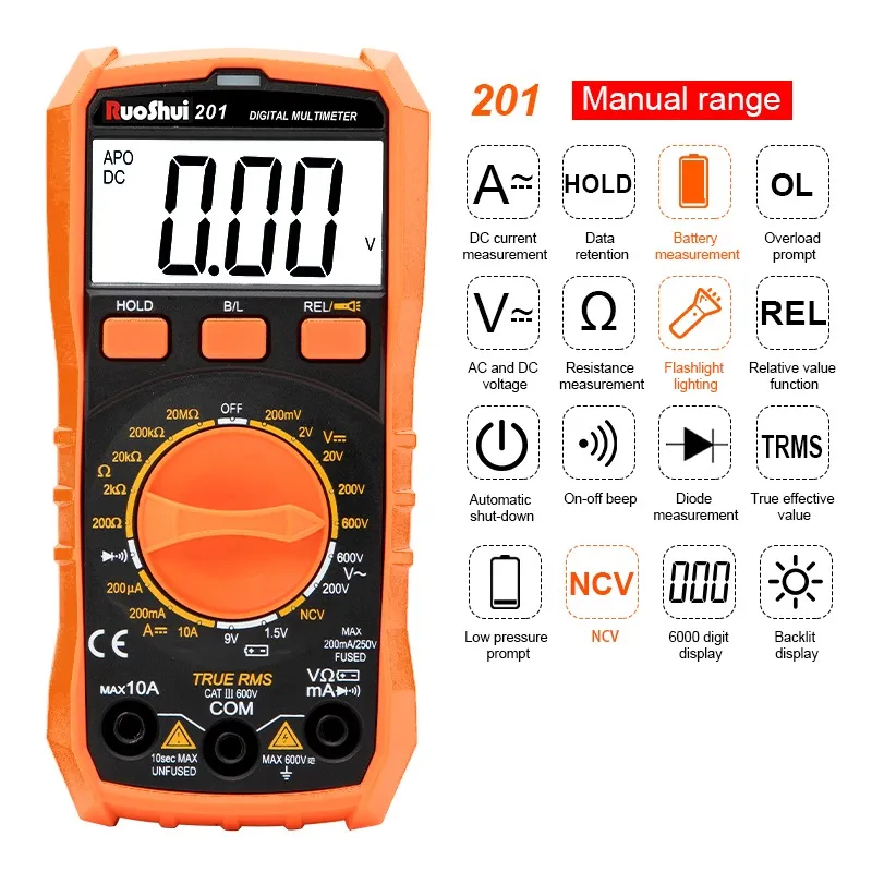 Wholesale VICTOR Digital Multimeter, AC/DC Manual Ranging, 1000V, 20A ...