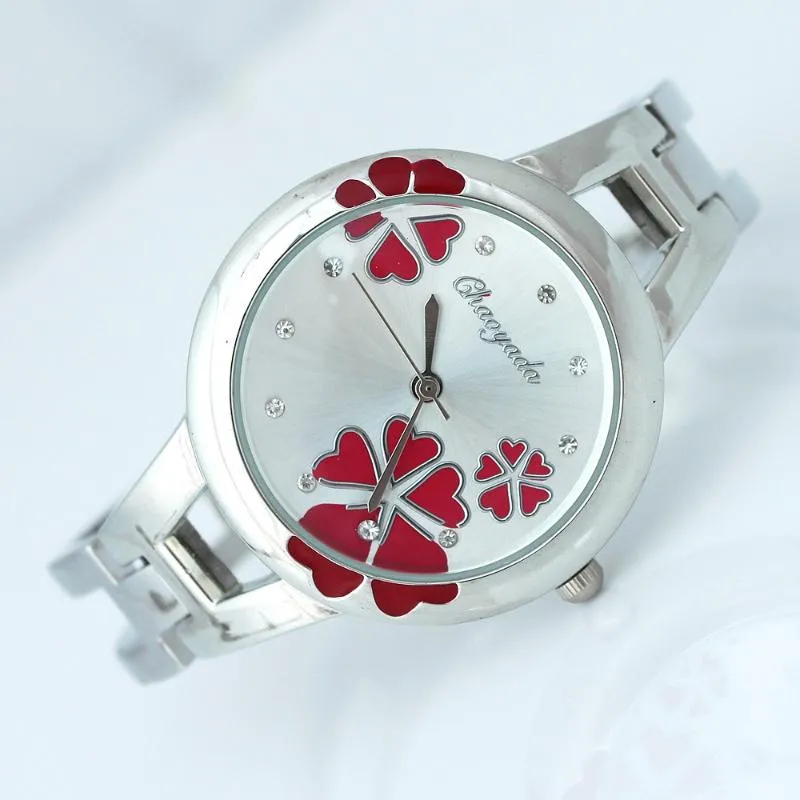 Flower Dial Alloy Band Quartz Analog Art Deco Wristwatches For Women ...