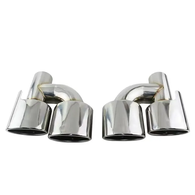 Pair of Universal Oval Slanted Exhaust Muffler Tail Tips for All Cars ...