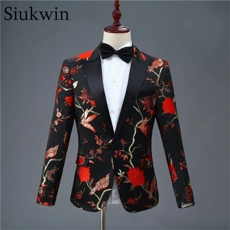 Blazer Rojo Para Hombres Blazer De Noche Estampado Negro Y Rojo ...