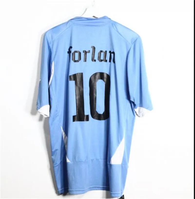 Uruguay 2010 Retro Home Jersey Caceres 22 Lugano 2 Forlan 10 Classic ...