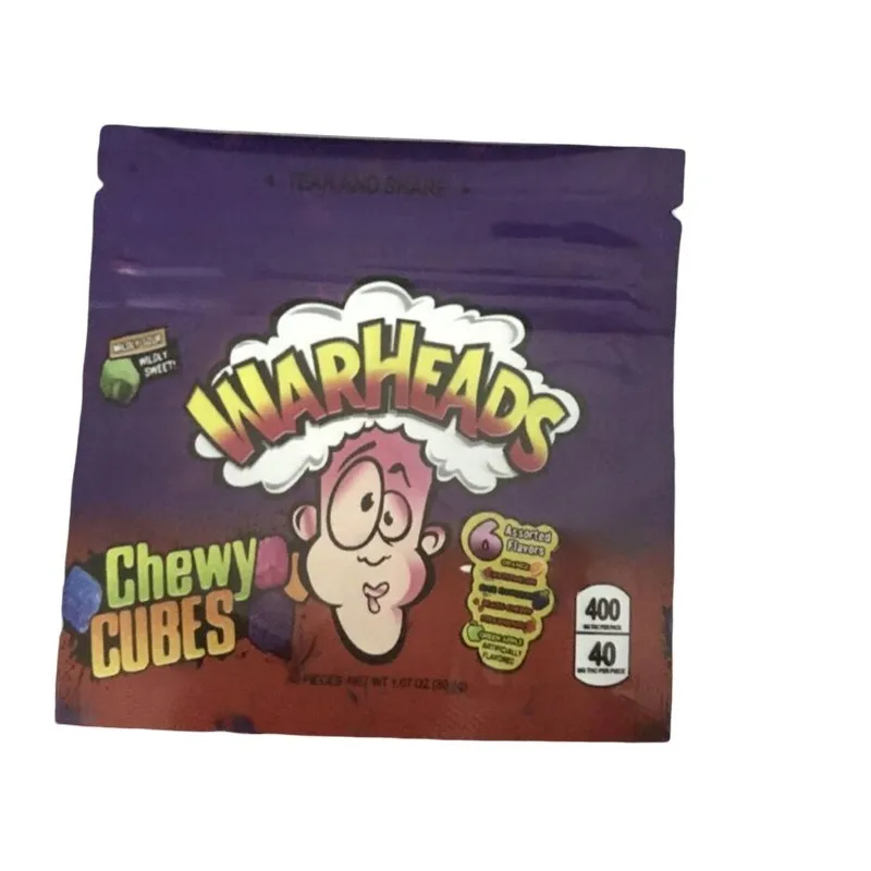 Wholesale Medicated WarHeads Packaging Bags 400mg Sour Chewy Cubes ...