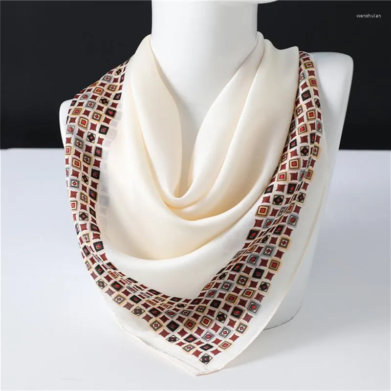 Luxury Print Office Neck Scarf For Women Silk Square Shawls Lady Wraps ...