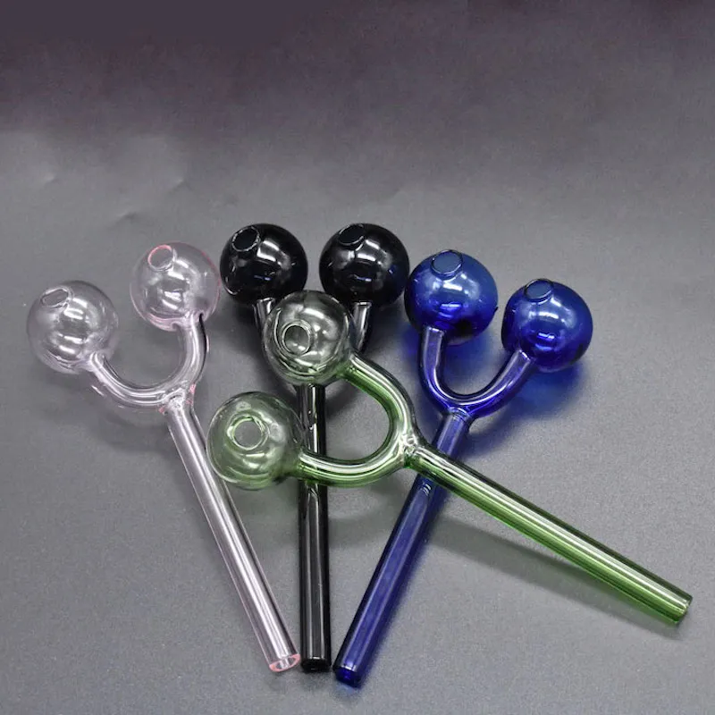 Pyrex Unbreakable Oil Burner Pipe Double Bowl Colored Glass Smoking ...