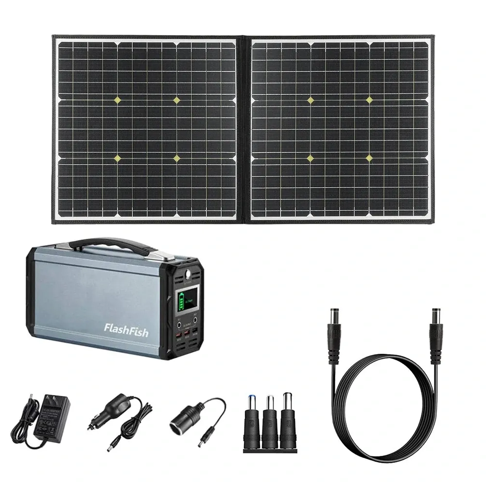 FlashFish 60000mAh 350W Portable Power Station with 100W 18V Solar ...