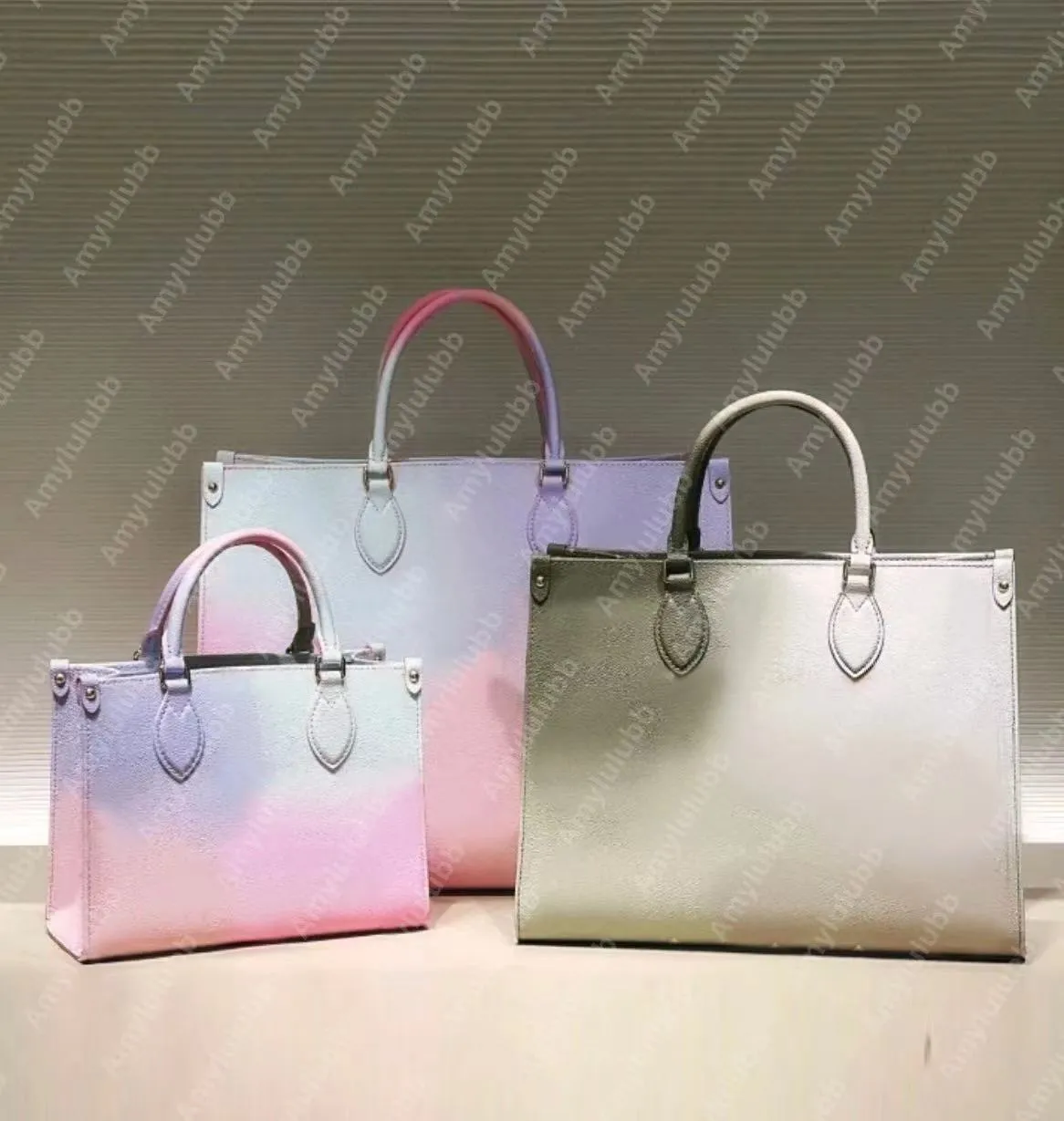 Canvas Tote Bag With Gradient Design, Large Capacity Shopping Bag ...