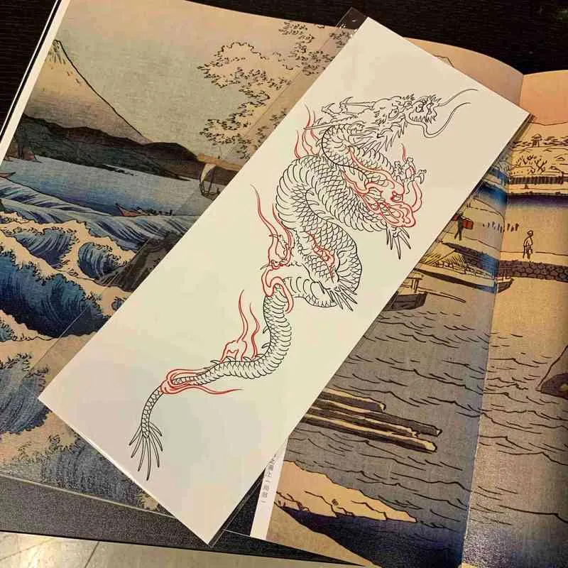 Temporary Tattoo Gold Chinese Dragon 11 × 28 cm Waterproof Body Decal ...