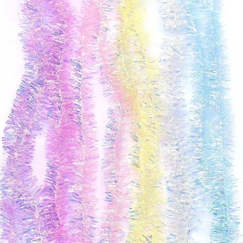 2 M Foil Rattan Tinsel Streamer Rainbow Color Foil Garland Decorated ...