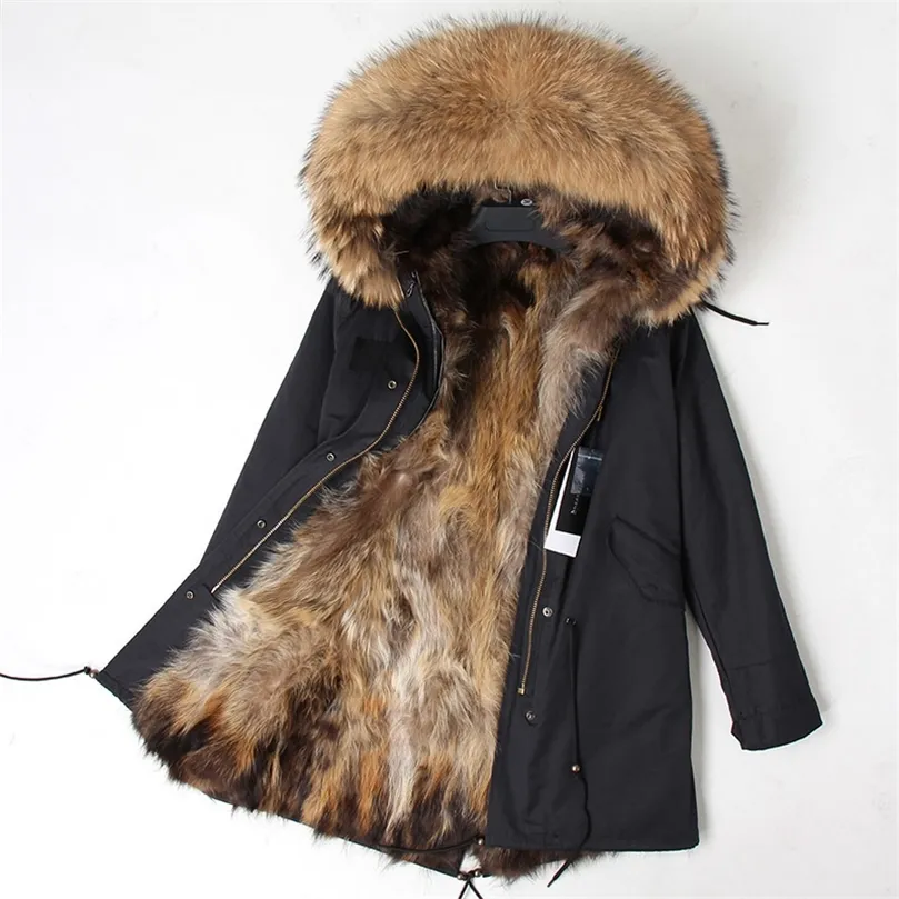 Women's Fur Lined Parka Natural Raccoon Fur Medium Winter Coat | Slim Fit Ladies Jacket From ...