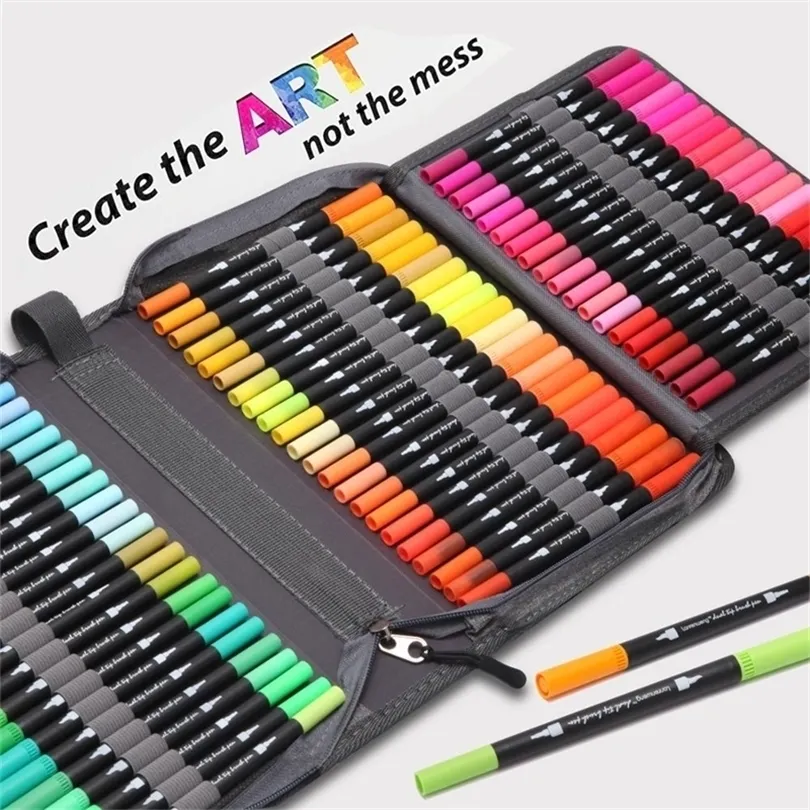 Dual Brush Pens with Multiple Ink Colors: Fine & Brush Tips for Bullet ...