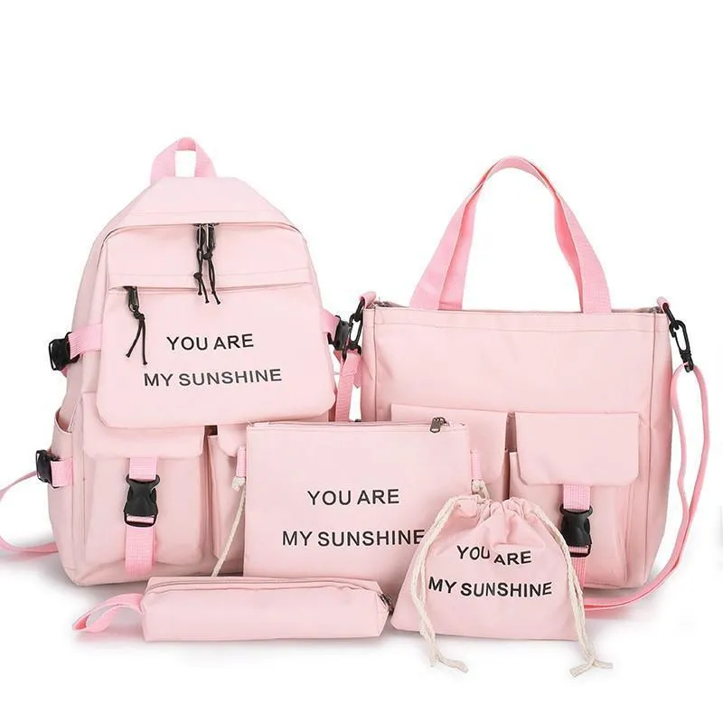 مجموعة كيس مدرسية Kawaii لـ Teenage Girl Backpack Canvas Travel Back ...