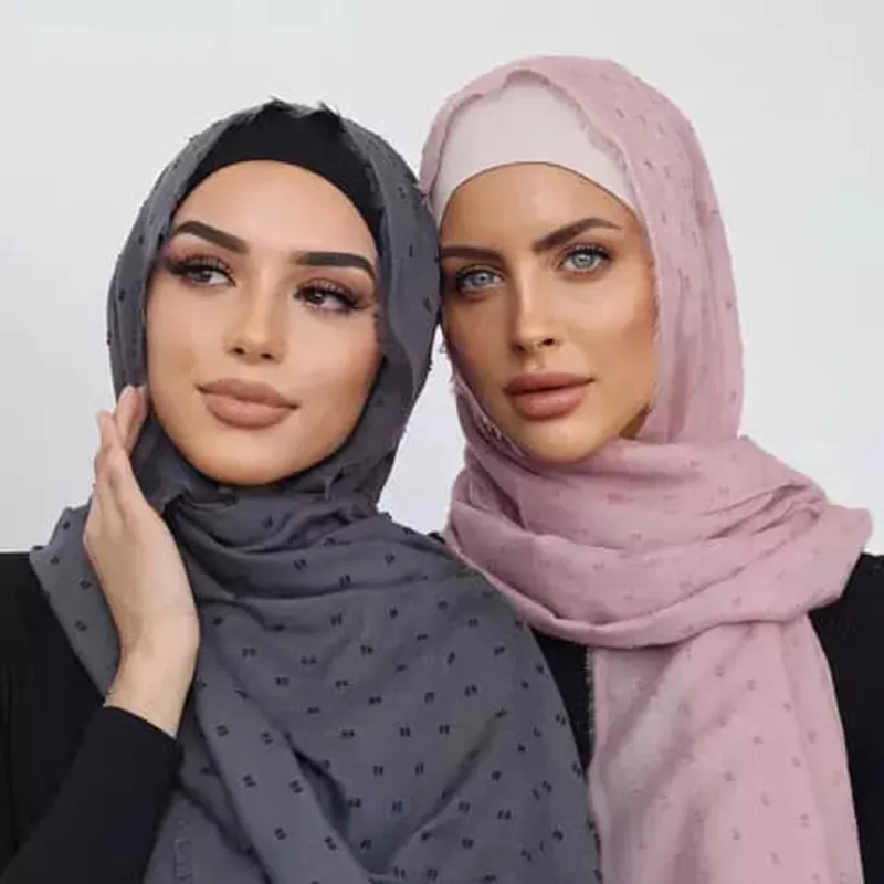 Luxus Pom Pom Blase Chiffon Hijab Schal Frauen Lange Schal Kopf Wrap ...