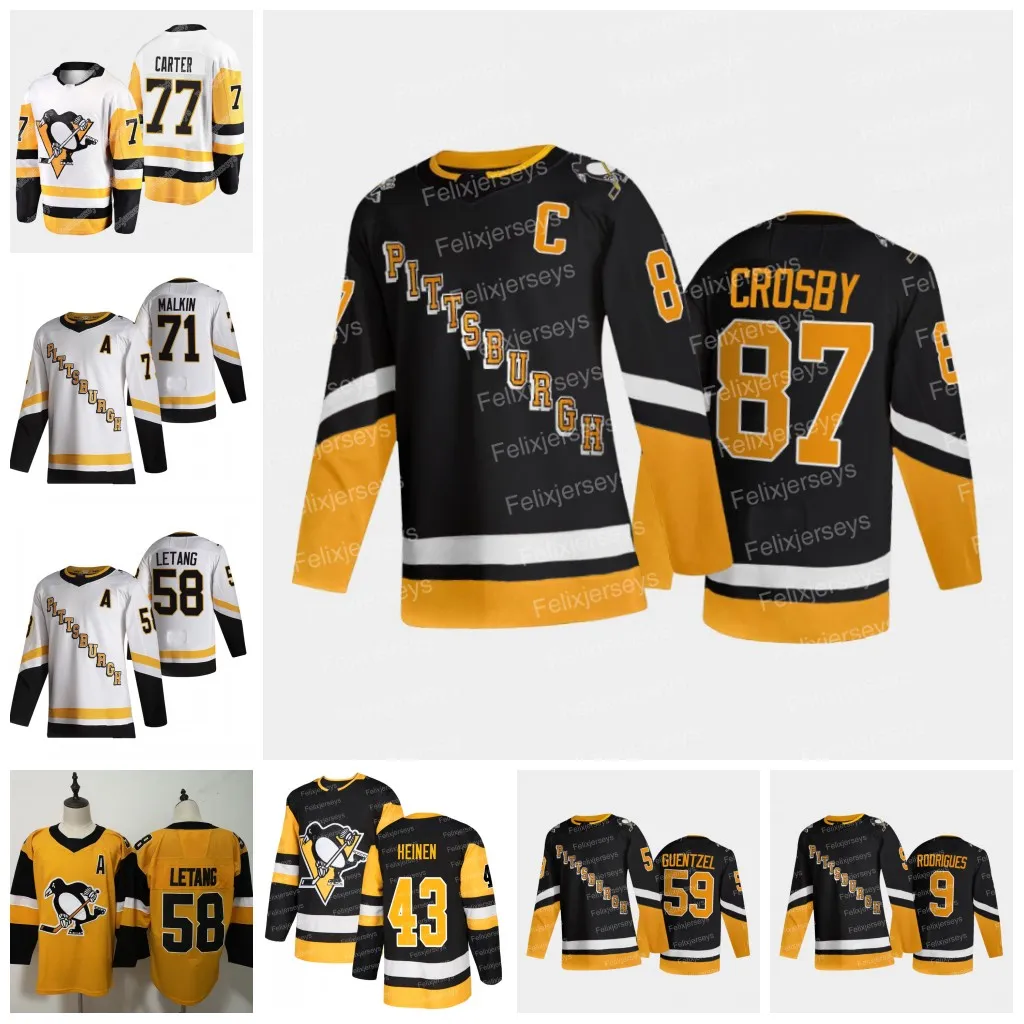 87 Sidney Crosby Penguins Jersey Jake Guentzel Kris Letang Bryan Rust ...
