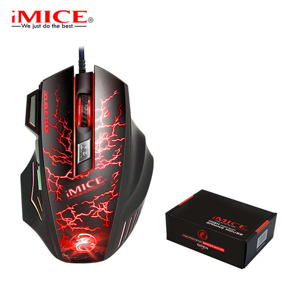 Ergonomic Wired Gaming Computer Mouses 7 Button LED Mouse With Adjustable 5500 DPI, Silent Click ...