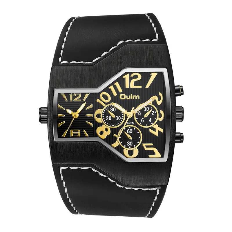 Oulm Men's Luxury Watch with Multiple Time Zones, Quartz Movement ...