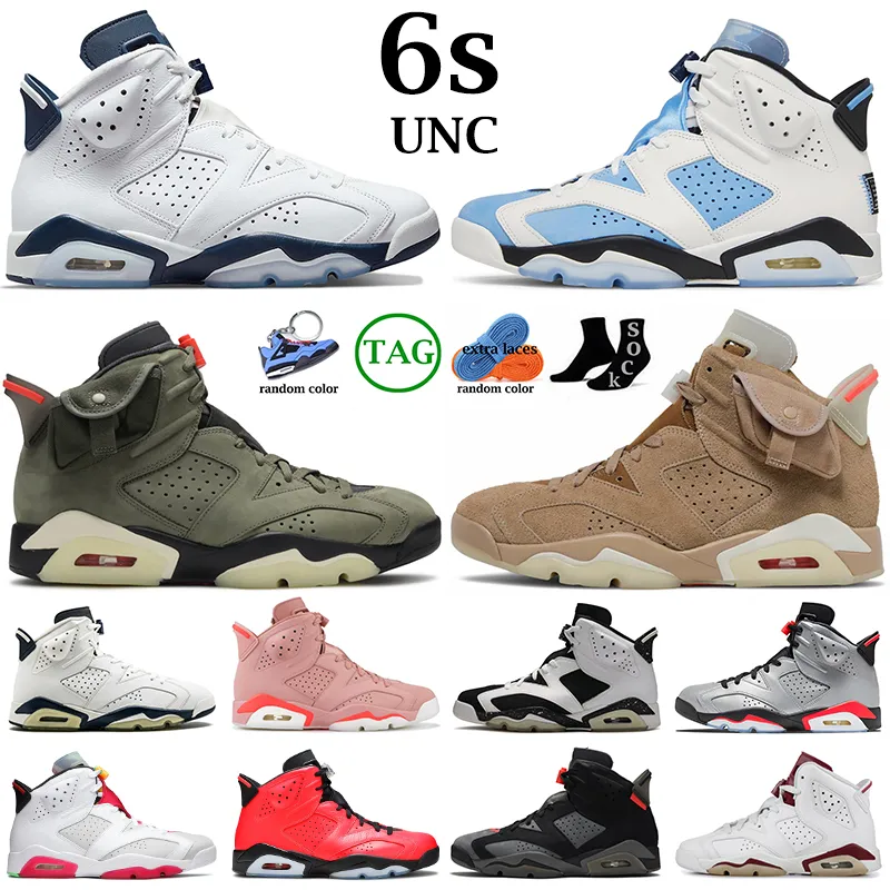 Men Jumpman Women J6 Retro 6s Basketball Shoes 6 UNC British Khaki ...