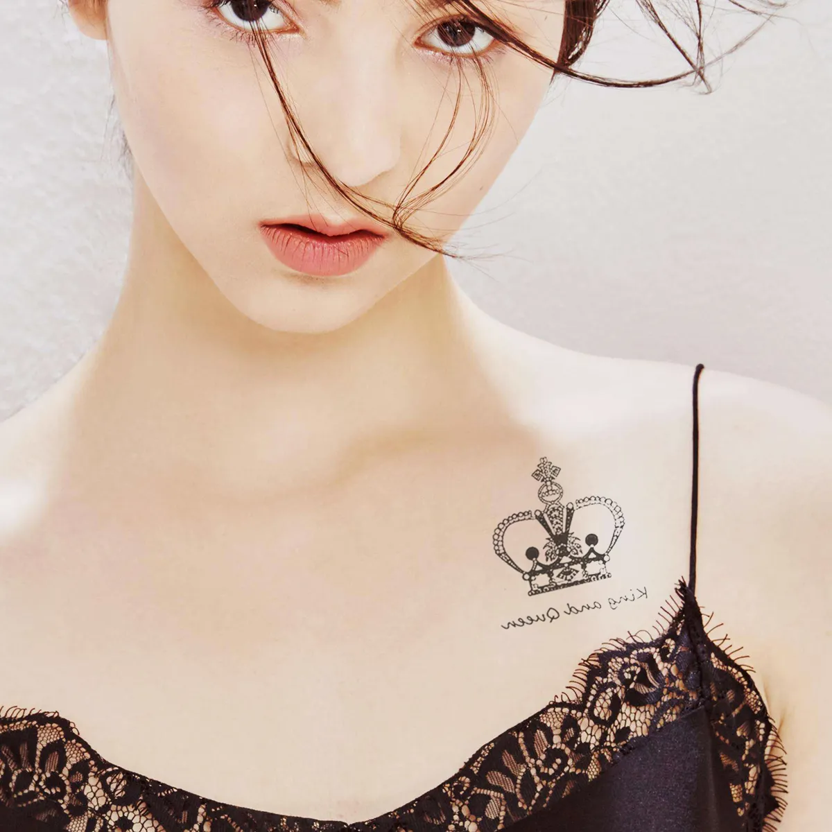 Small waterproof crown English pattern tattoo sticker for men and women ...