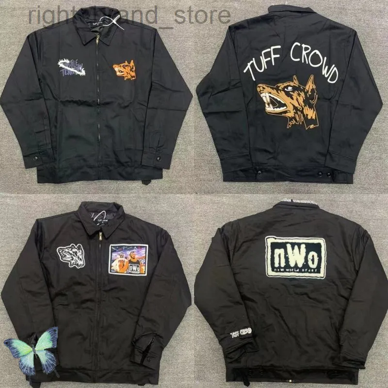 TUFF CROWD Jacket Wolf Dog Head Heavy Industry Embroidered Zipper ...