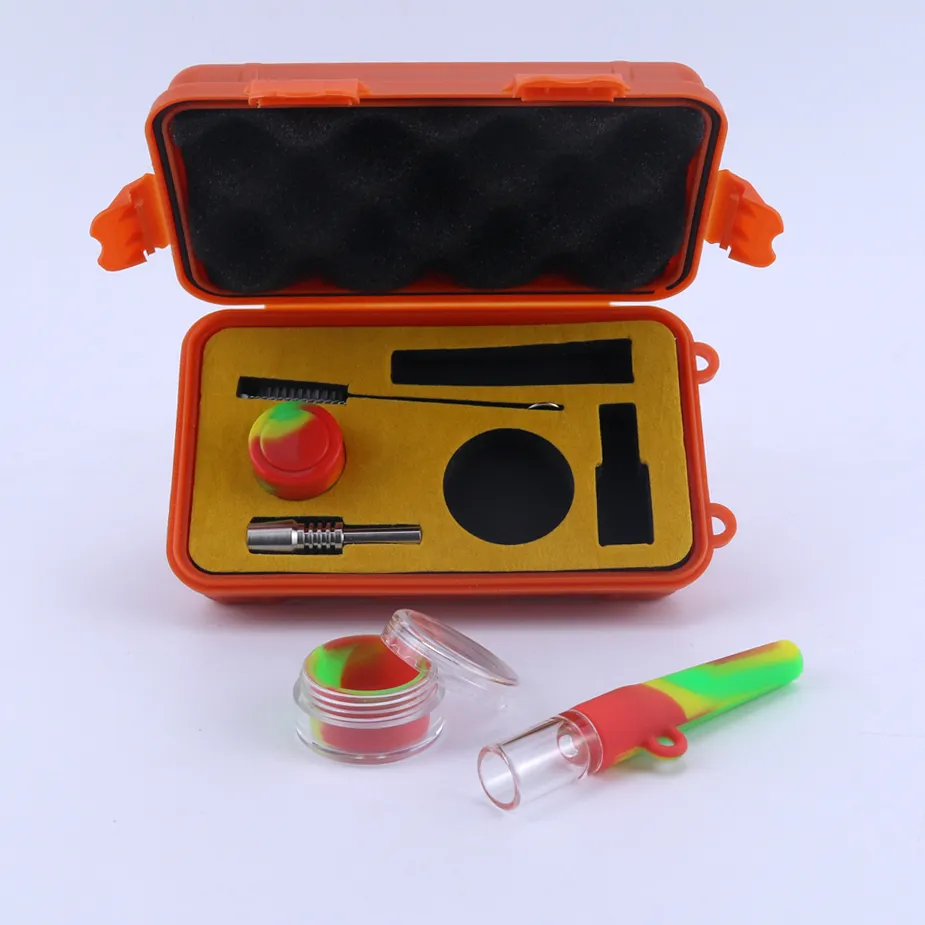 Smoking Pipe Kit Wax Dabs Set Quartz One Hiiter Heating Titanium Pyrex ...