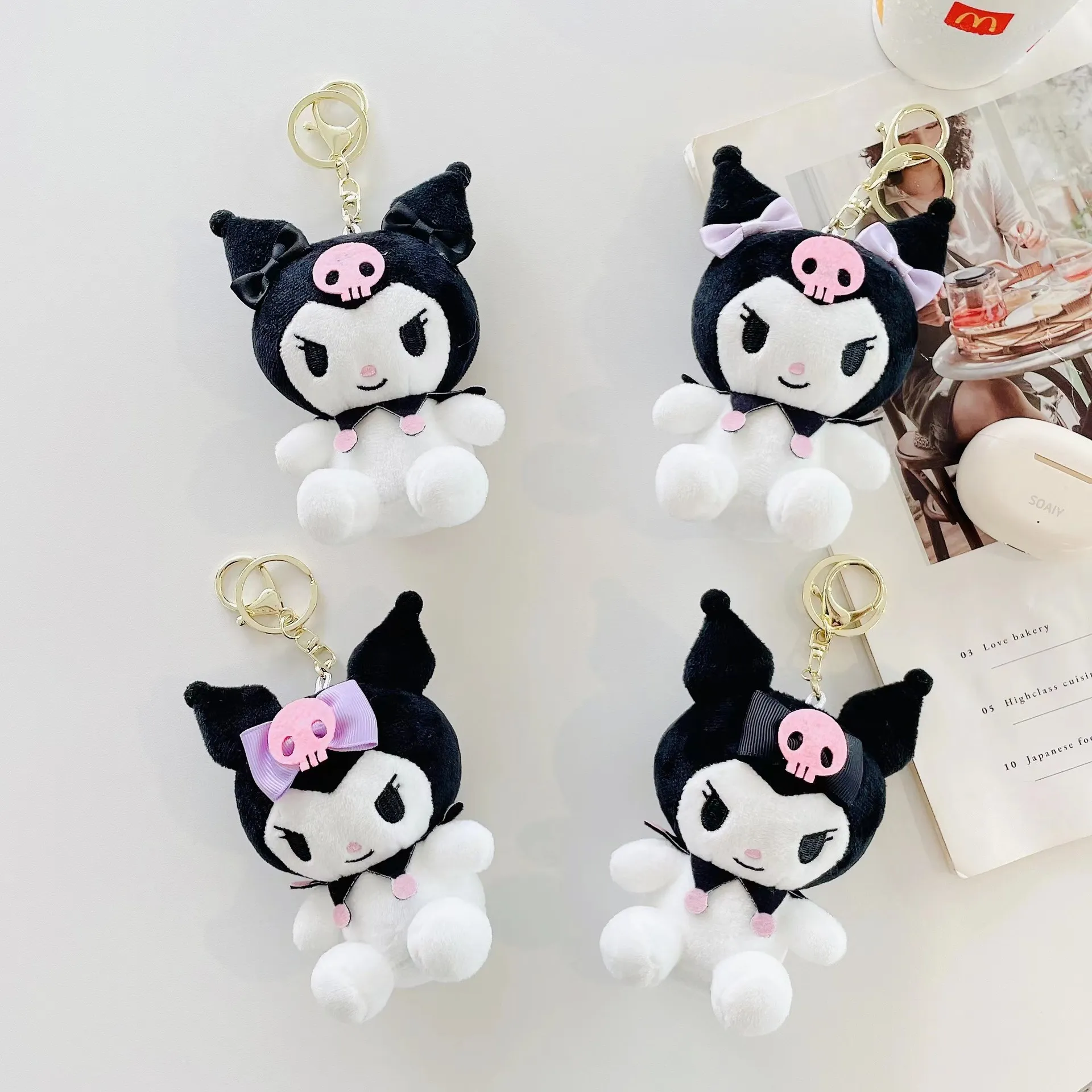Kawaii Plush Pendant Kuromi Doll Fluffy Stuffed Toy Keychain Valentine ...