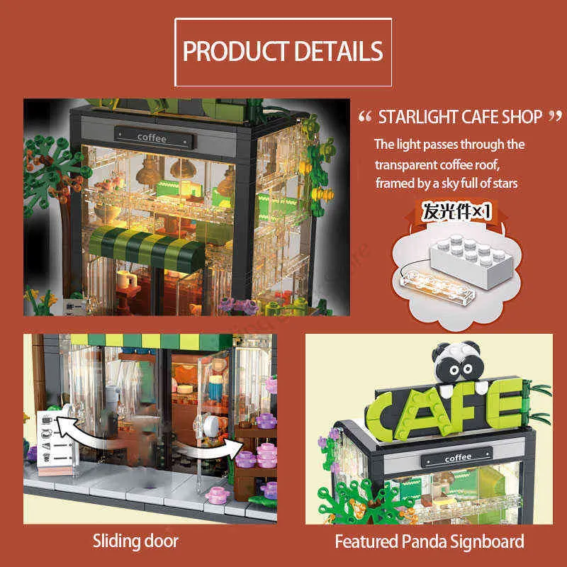 Creative City Street View Coffee Shop House Flower Shop Building Block ...
