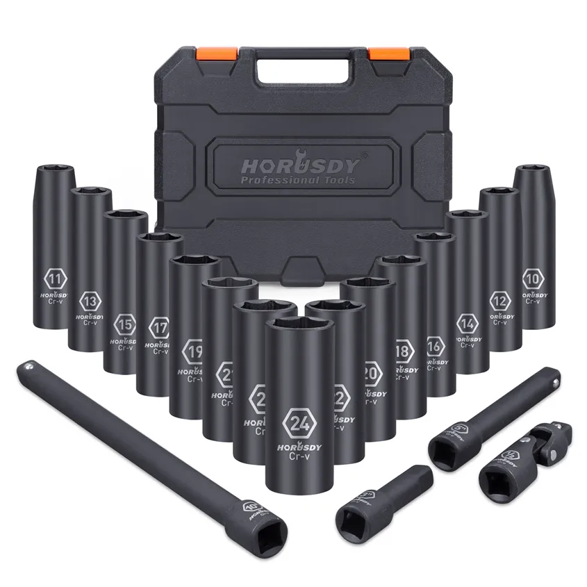 20-Piece Metric Impact Socket Set: 1/2 Drive, Deep Sockets, Universal ...
