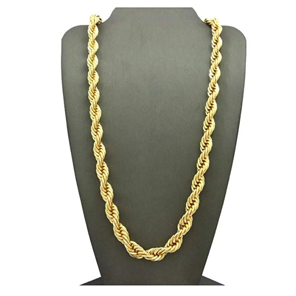 Mens Thick Chain Necklace: 7mm Solid Rope Chain 24 61cm 18k Yellow Gold ...