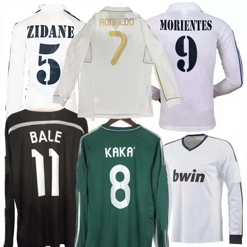 Retro Clásico Real De Manga Larga De Manga Larga Jerseys Zidane Raul ...
