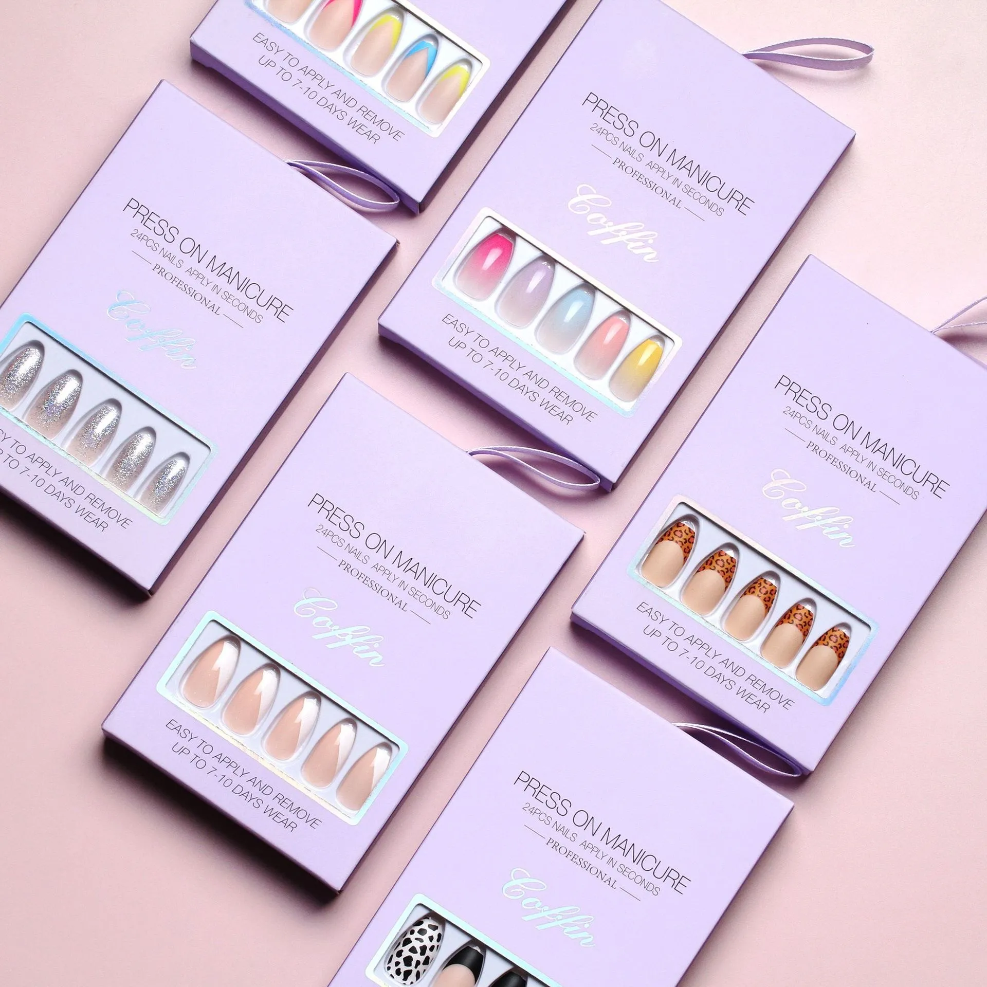 24 Tip Ballet Ballerina Acrylic Nails Short With Sticker And Files ...