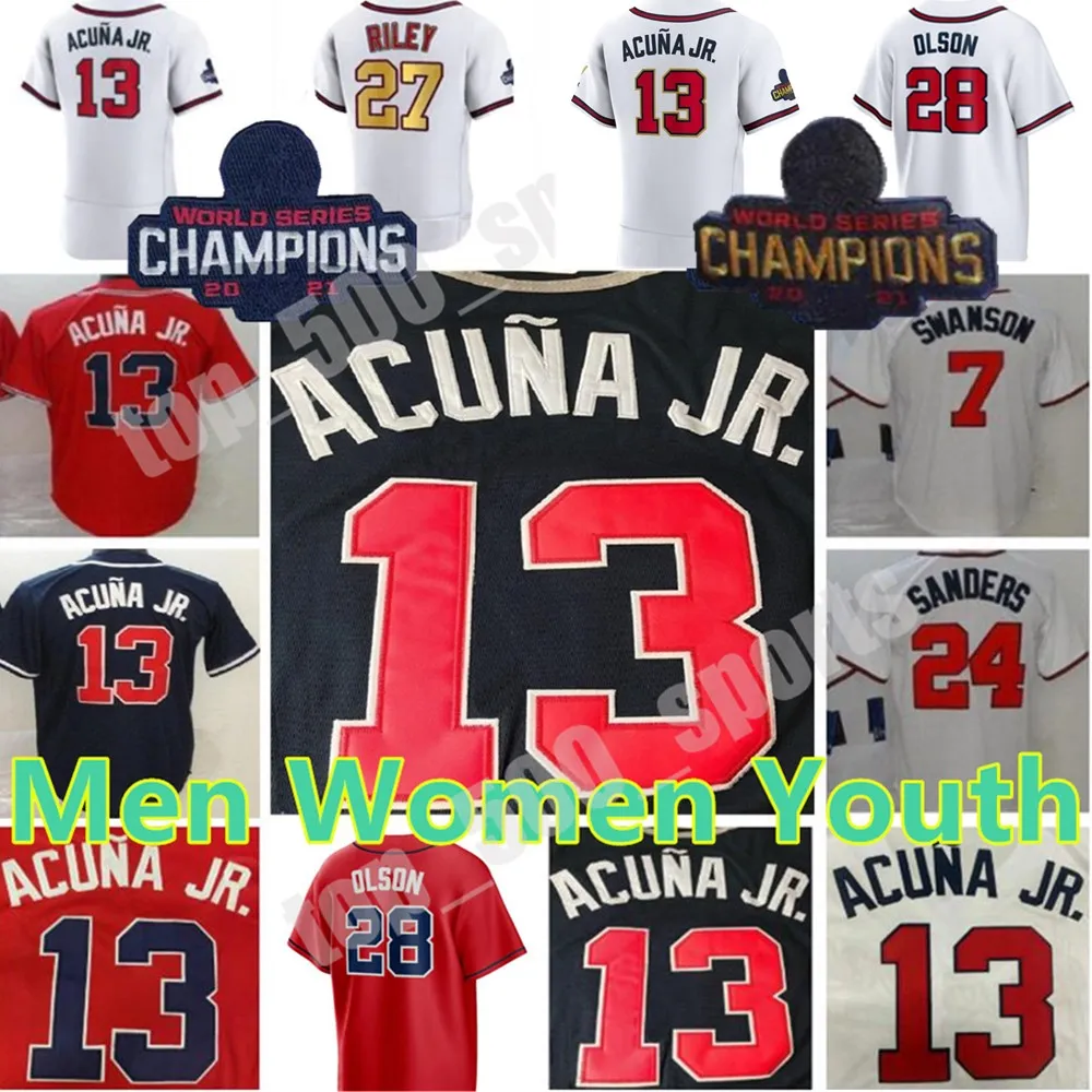 2022 Custom WS Gold Program 13 Ronald Acuna Jr. Jersey 28 Matt Olson 7 ...